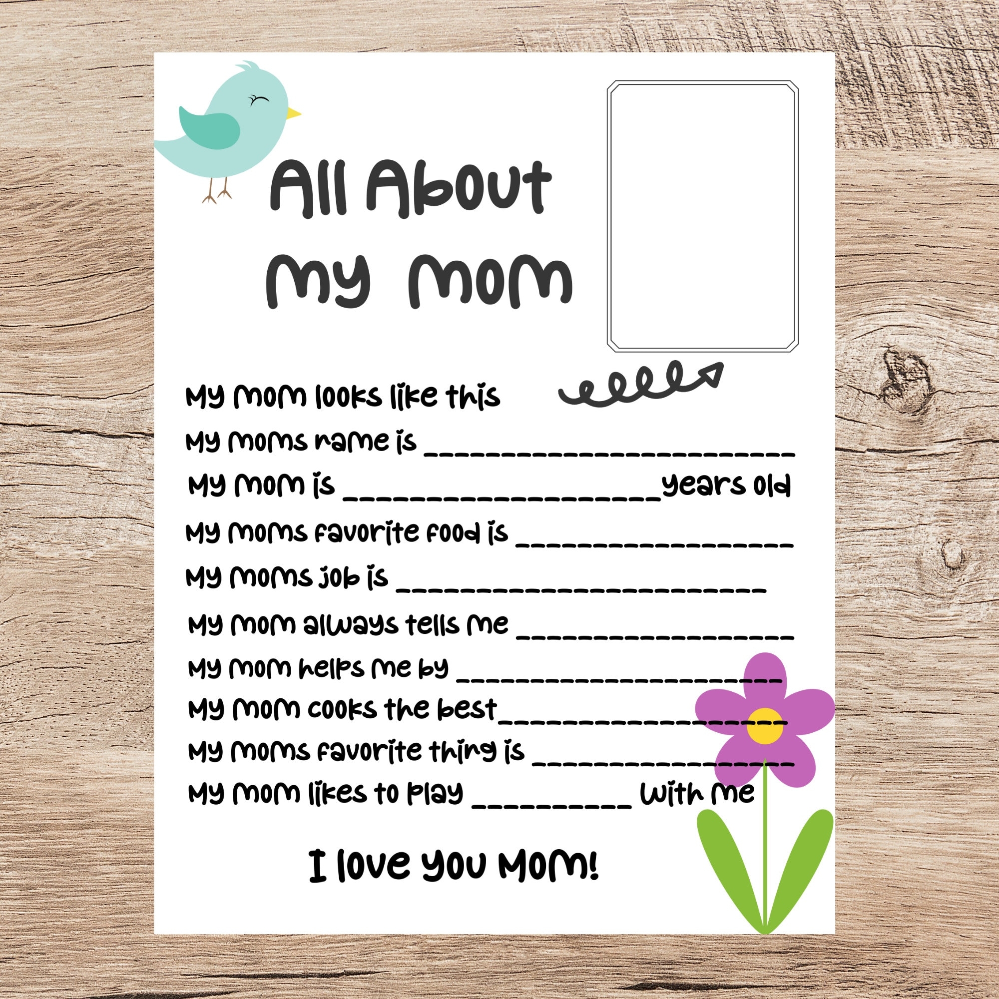 All About Mom Printable - Chart Printable