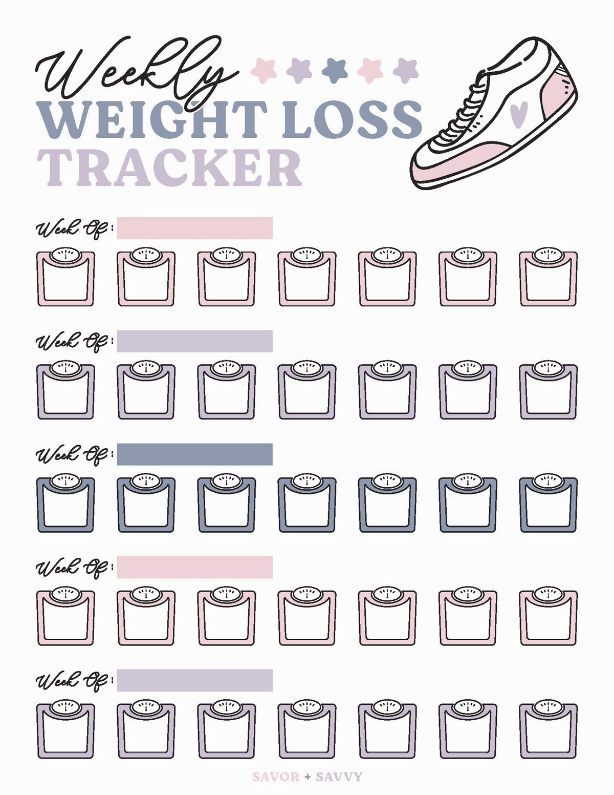 Weight Loss Tracker Printable - Chart Printable